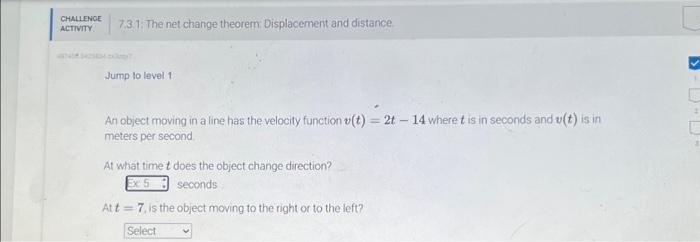 Solved CHALLENGE ACTIVITY 7.3.1: The net change theorem: | Chegg.com