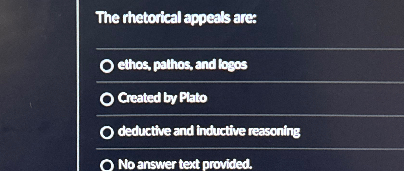 Solved The rhetorical appeals are:ethos, pathos, and | Chegg.com