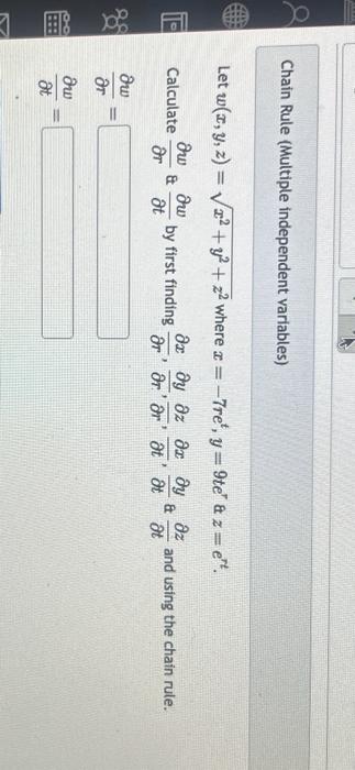 Solved Chain Rule (Multiple independent variables) Given | Chegg.com