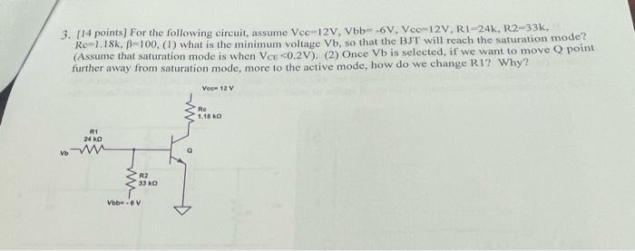 Solved 3. [14 points] For the following circuit, assume | Chegg.com
