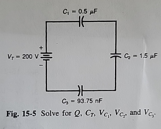 Solved Fig. 15-5 ﻿Solve for Q,CT,VC1,VC2, ﻿and VC3. | Chegg.com
