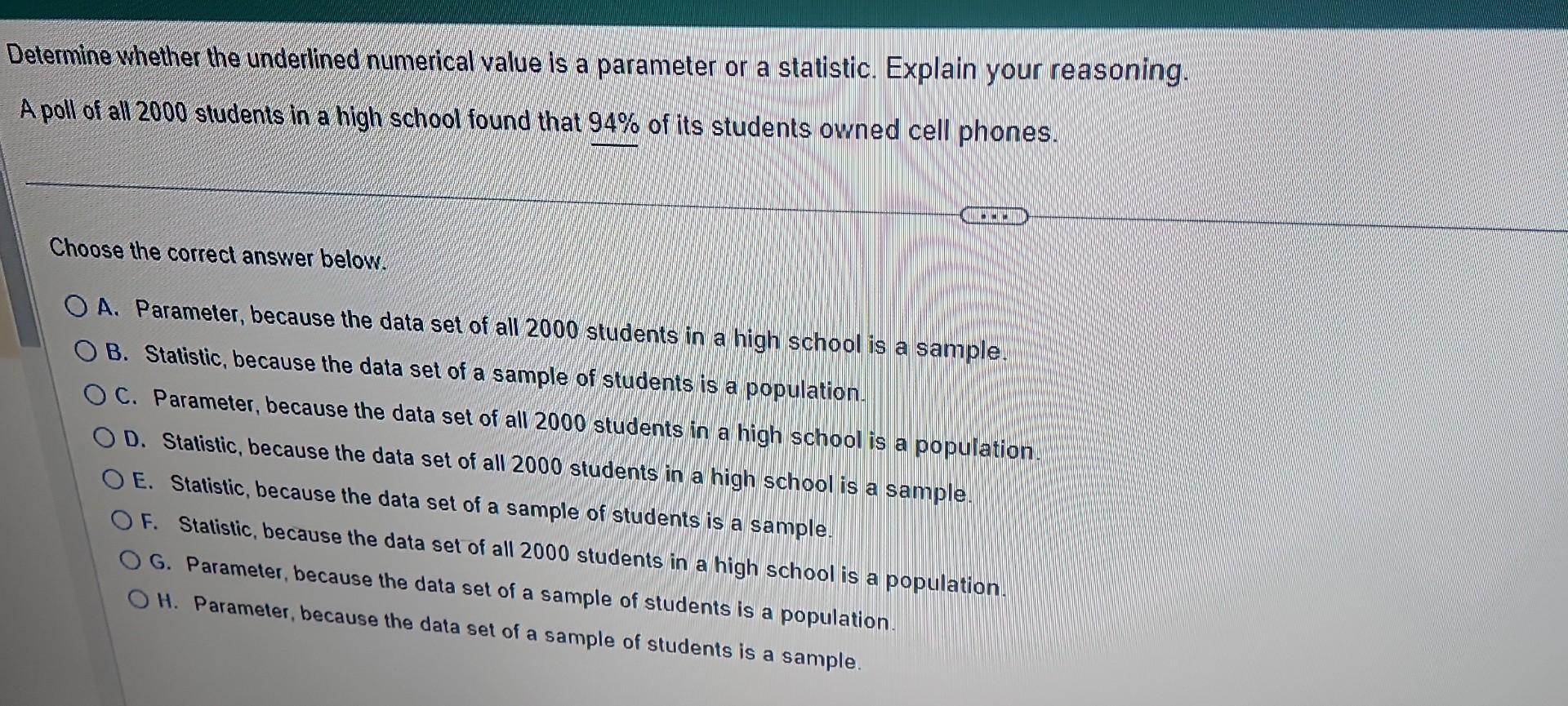Solved Determine Whether The Underlined Numerical Value Is A