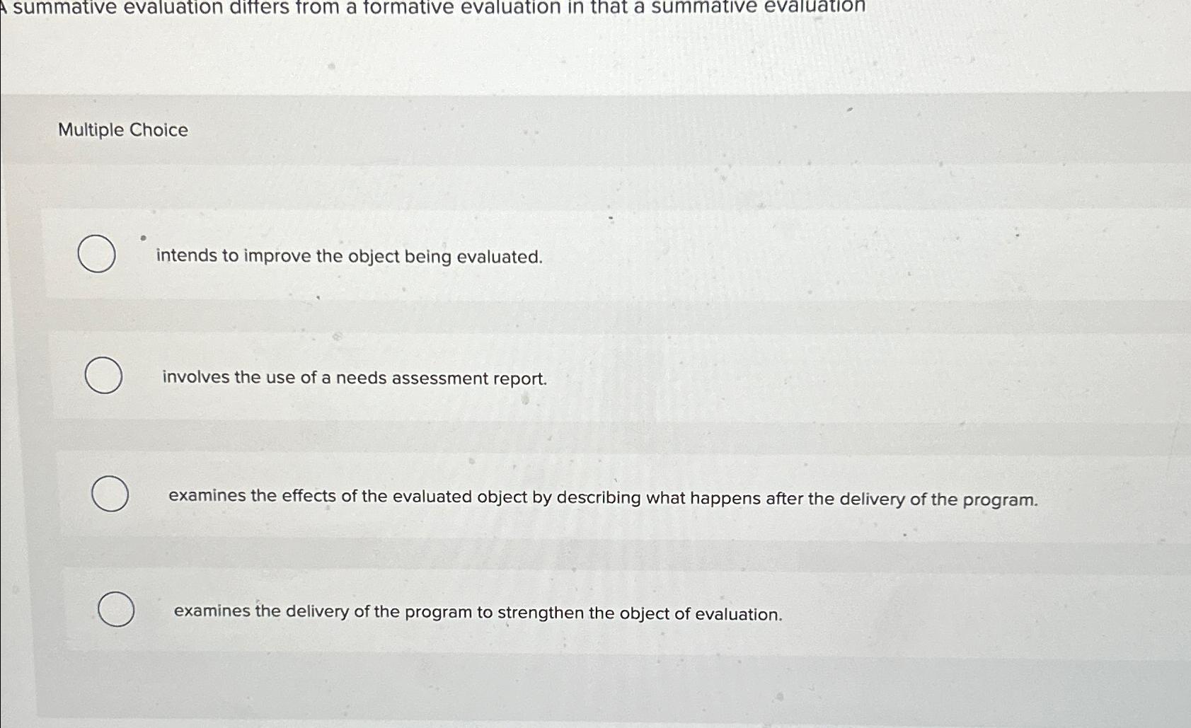 Solved summative evaluation differs from a formative | Chegg.com