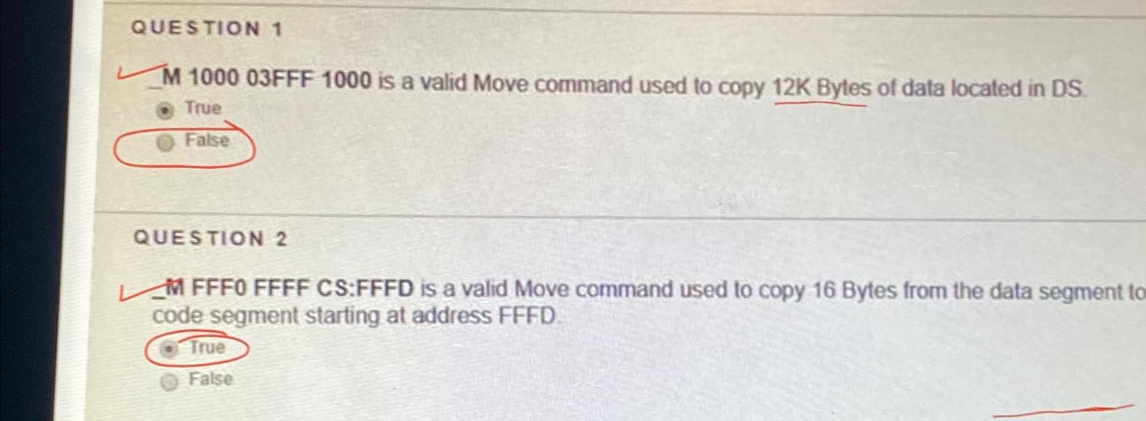 Solved QUESTION 1M 1000 03FFF 1000 ﻿is a valid Move command | Chegg.com