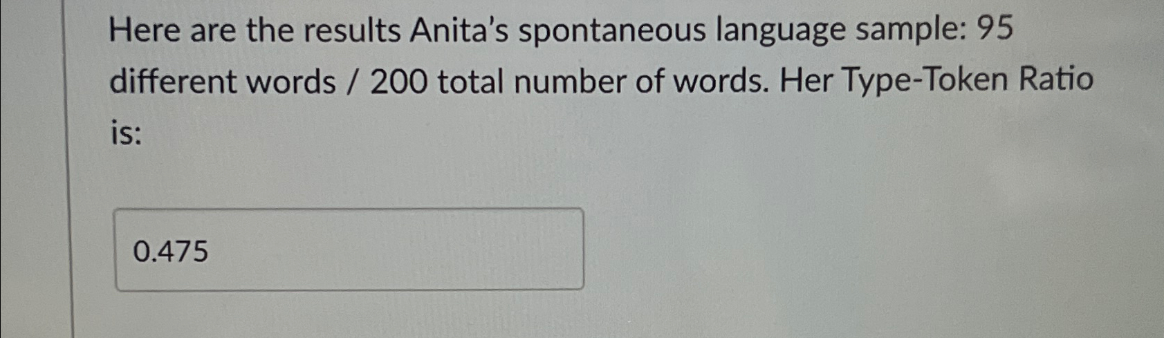 Solved Here are the results Anita's spontaneous language | Chegg.com