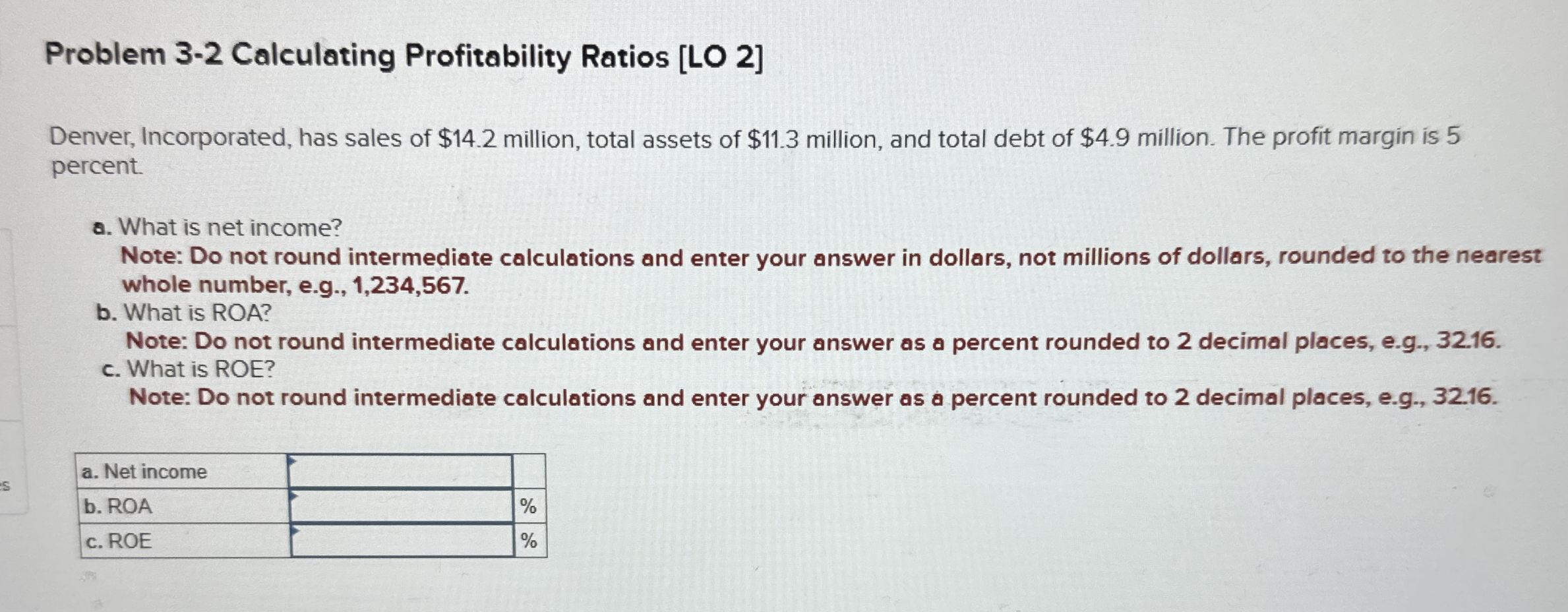 Solved Problem 3-2 ﻿Calculating Profitability Ratios [LO | Chegg.com