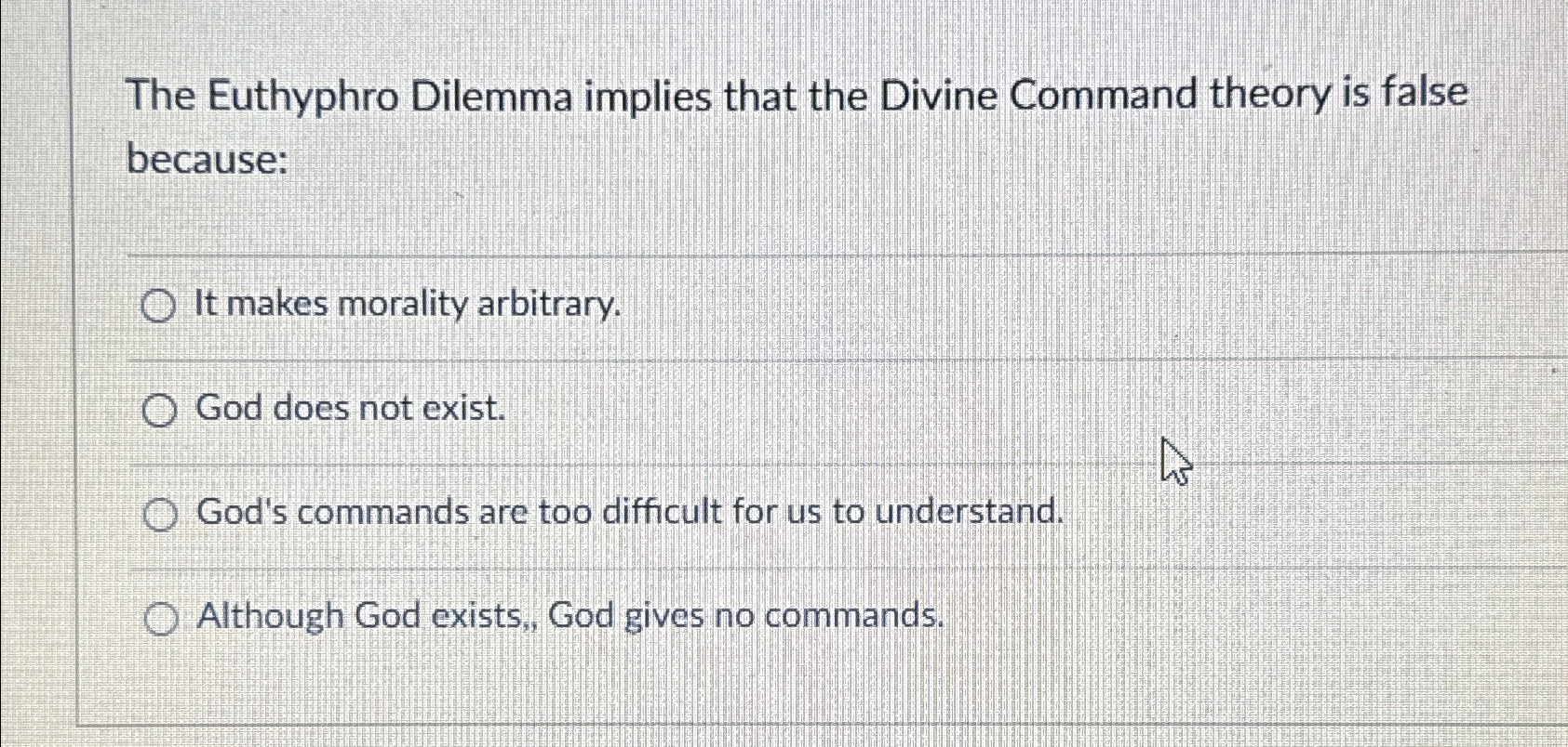 Solved The Euthyphro Dilemma implies that the Divine Command | Chegg.com