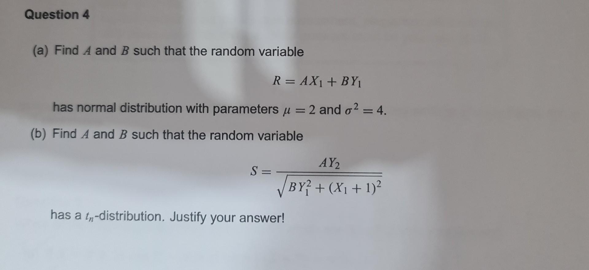 Solved (a) Find A and B such that the random variable | Chegg.com