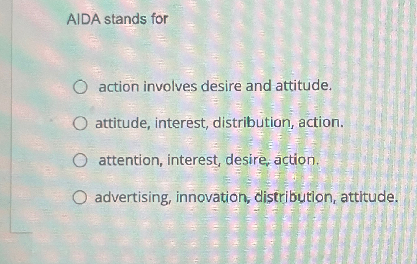 Solved AIDA stands foraction involves desire and | Chegg.com