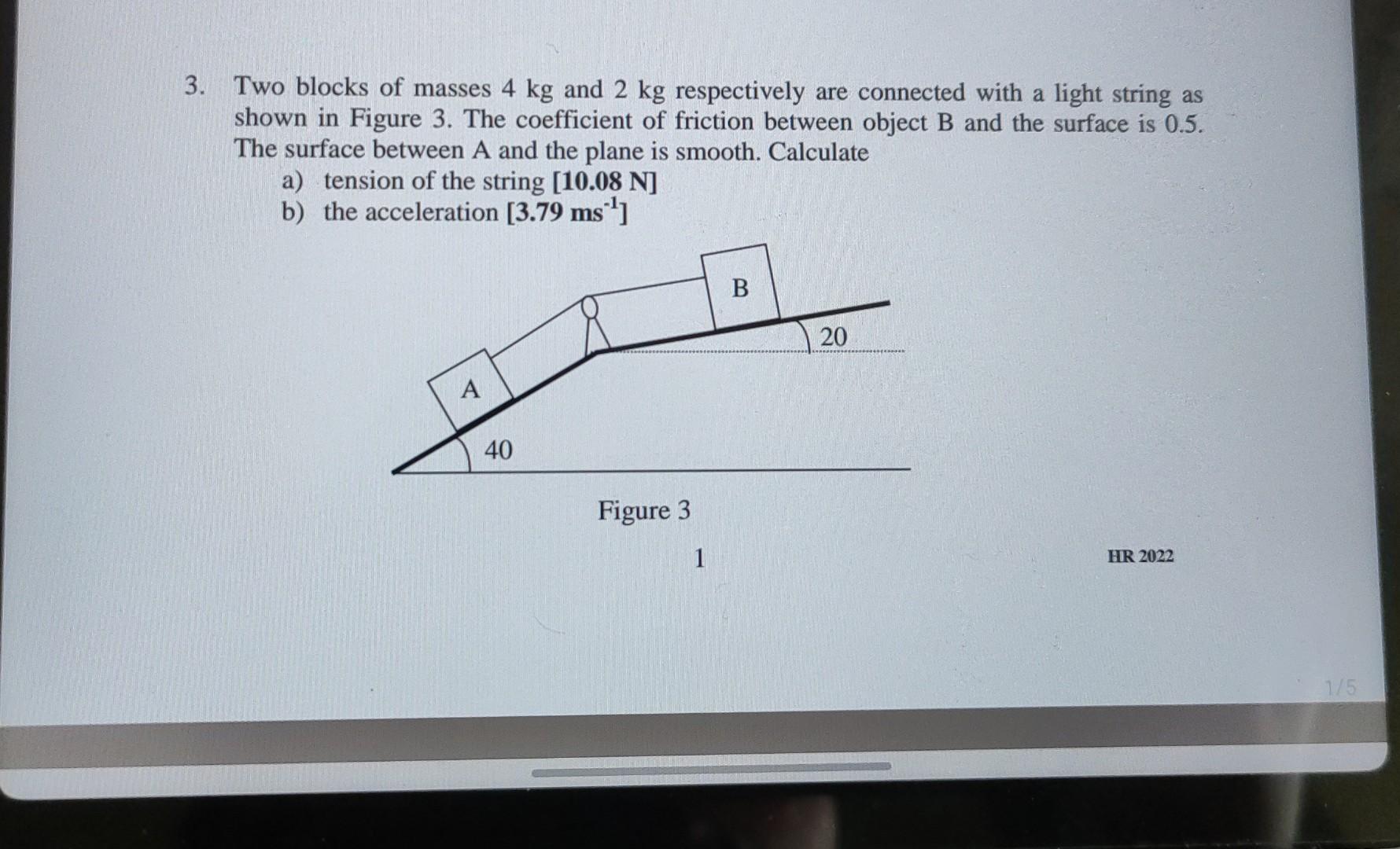 Solved Two blocks of masses 4 kg and 2 kg respectively are | Chegg.com