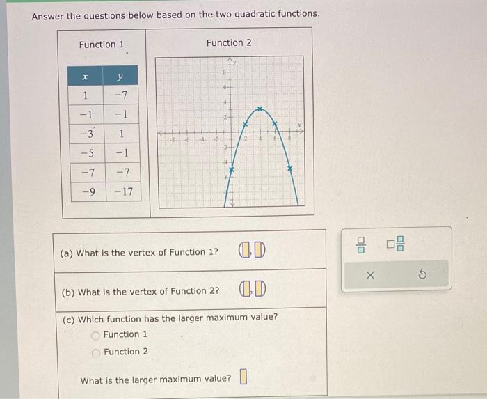 Solved Answer the questions below based on the two quadratic | Chegg.com