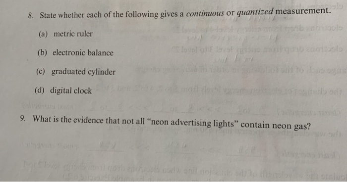 Solved 8. State whether each of the following gives a | Chegg.com