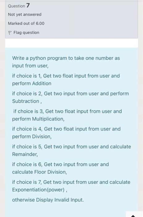 Solved operator gives the value 7 when 56 and 8 are given as | Chegg.com