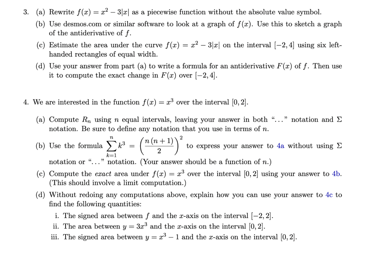 Solved (a) ﻿Rewrite f(x)=x2-3|x| ﻿as a piecewise function | Chegg.com