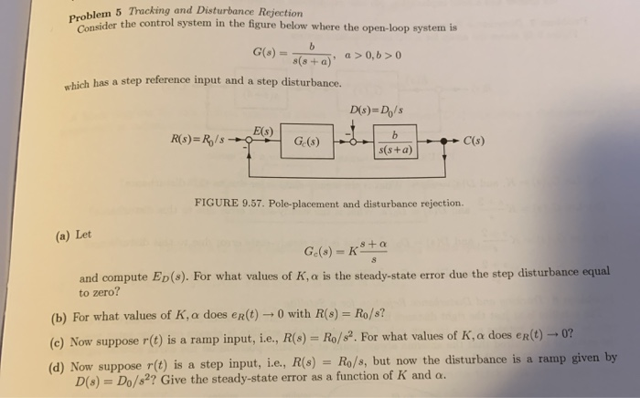 Solved Problem 5 Thacking and Disturbance Rejection Consider | Chegg.com