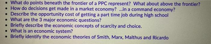 Solved • What do points beneath the frontier of a PPC | Chegg.com