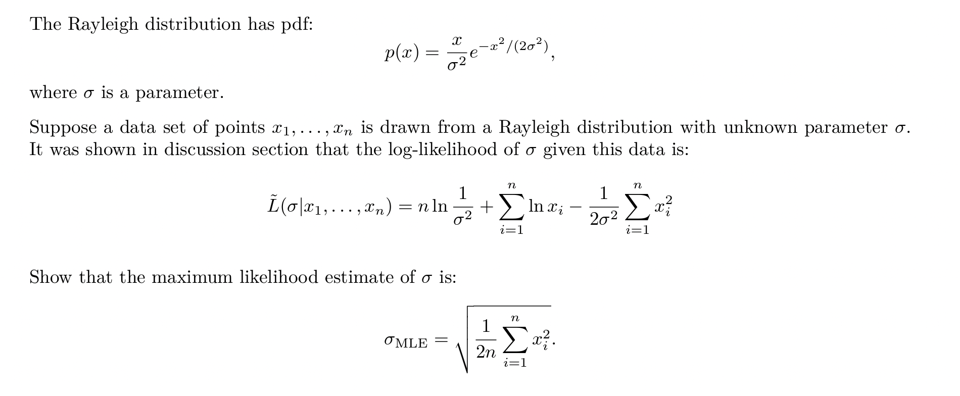 Solved The Rayleigh distribution has | Chegg.com