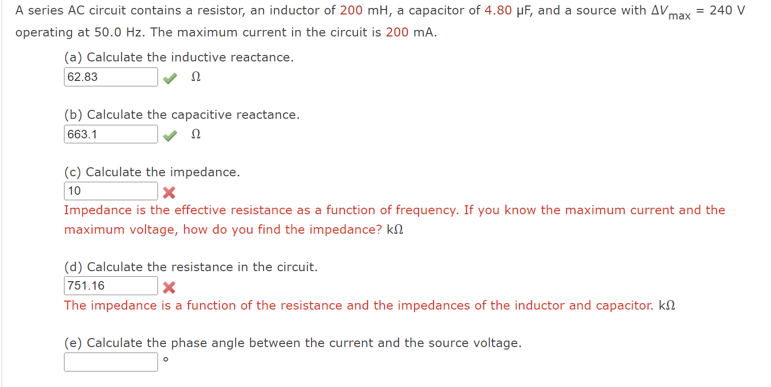Solved A series AC circuit contains a resistor, an inductor | Chegg.com