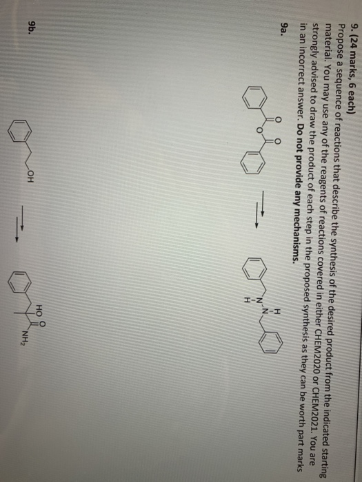 Solved 9. (24 marks, 6 each) Propose a sequence of reactions | Chegg.com