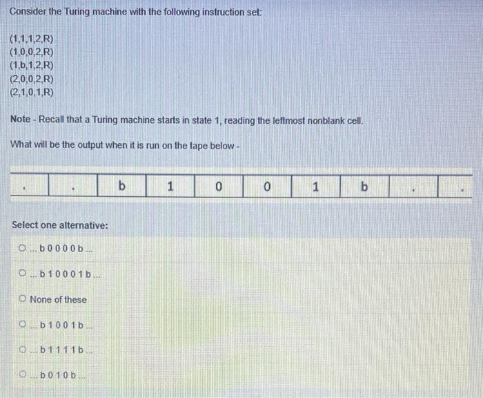 Solved Consider the Turing machine with the following | Chegg.com