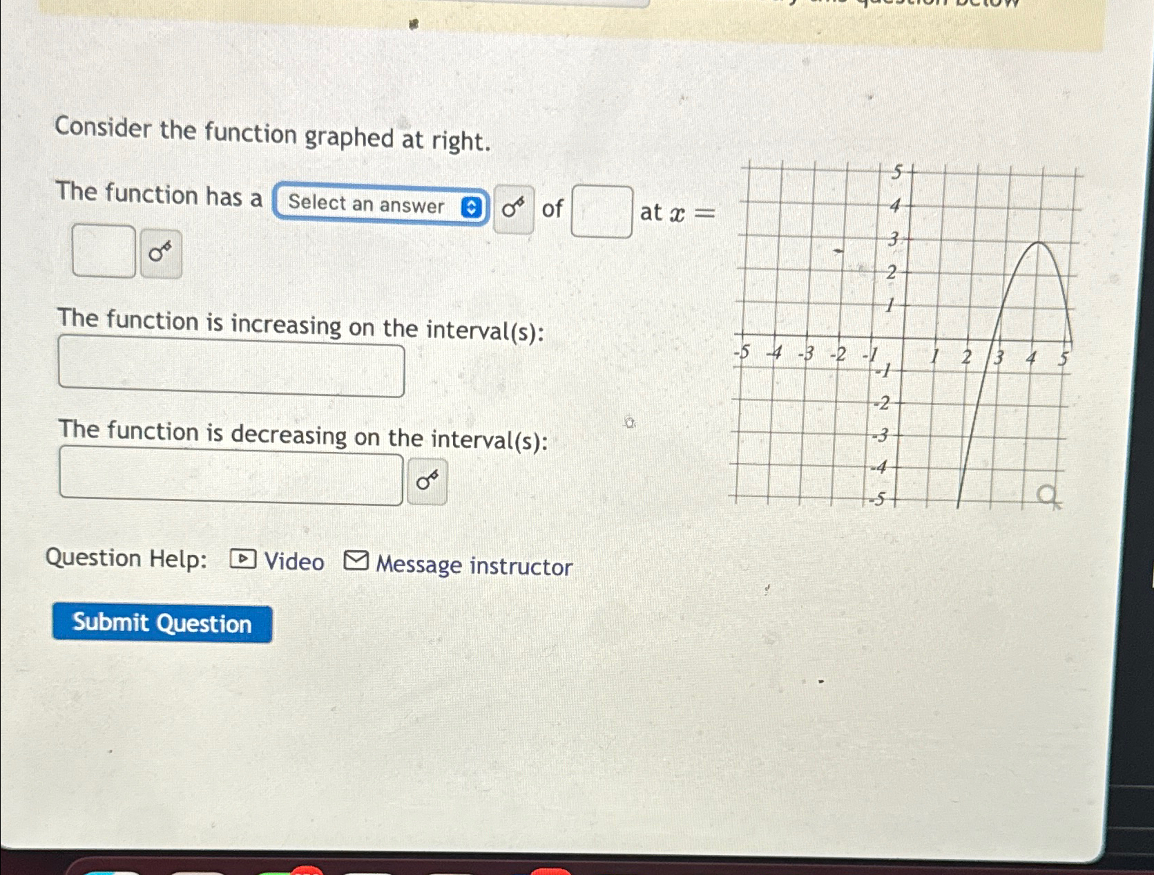 Consider the function graphed at right.The function | Chegg.com