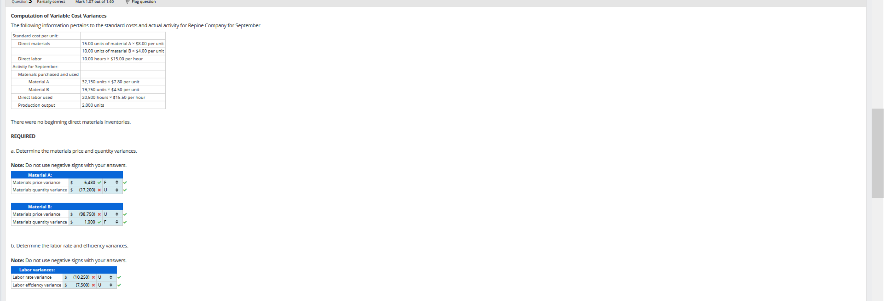 Solved Computing Materials and Labor VariancesComputation of | Chegg.com