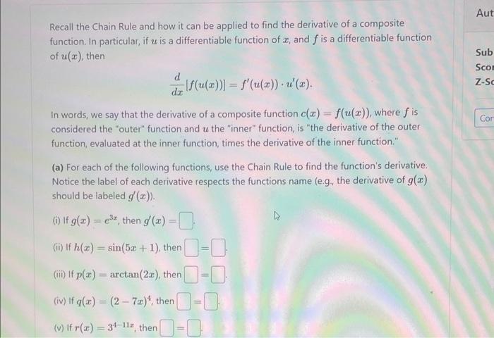Solved Recall the Chain Rule and how it can be applied to | Chegg.com