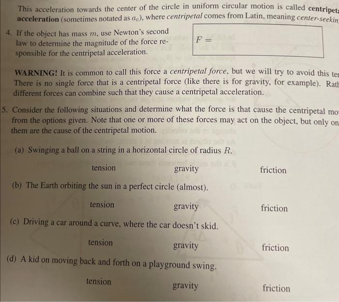 Solved This acceleration towards the center of the circle in | Chegg.com
