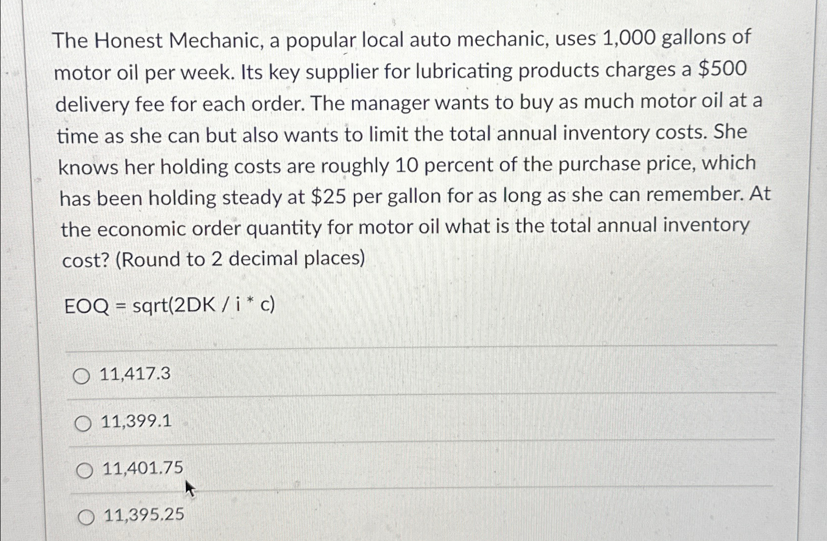 Solved The Honest Mechanic, a popular local auto mechanic, | Chegg.com