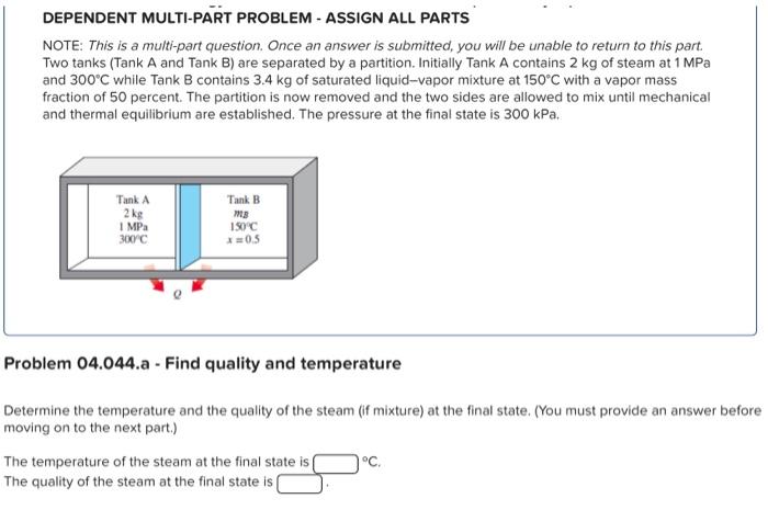 Solved DEPENDENT MULTI-PART PROBLEM - ASSIGN ALL PARTS NOTE: | Chegg.com