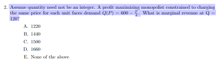 Solved Assume quantity need not be an ﻿integer. A profit | Chegg.com