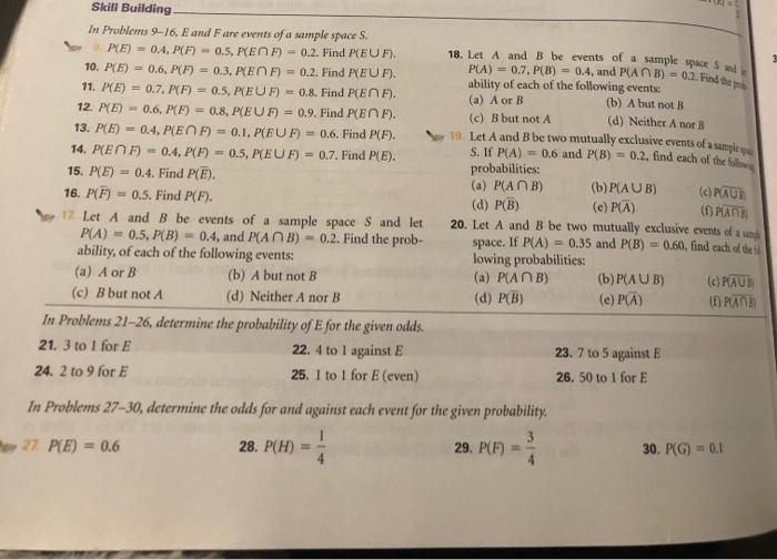 Solved Skill Building In Problems 9-16. E and Fare events of | Chegg.com