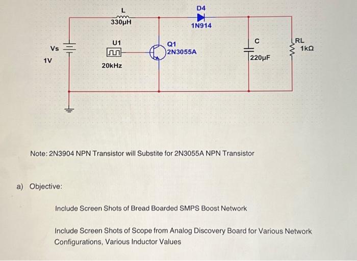 Solved Note: 2N3904 NPN Transistor will Substite for 2N3055A | Chegg.com