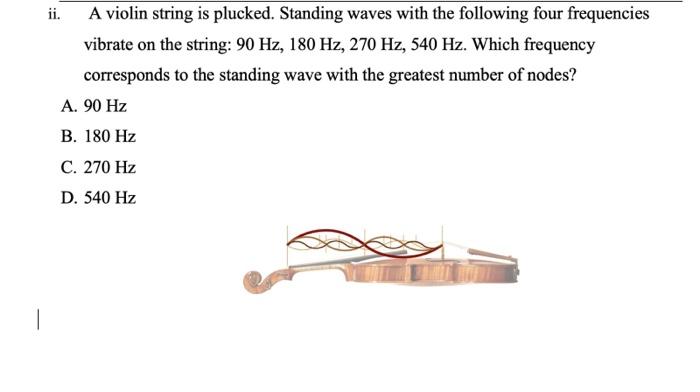 Solved ii. A violin string is plucked. Standing waves with | Chegg.com