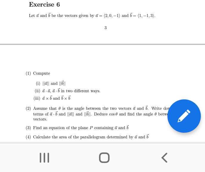 Solved Let a and b be the vectors given by a= 2,0,−1 and | Chegg.com