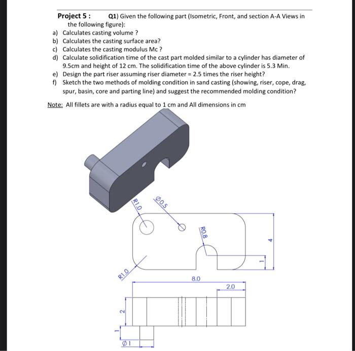 Project 5 : Q1) Given the following part (Isometric, | Chegg.com