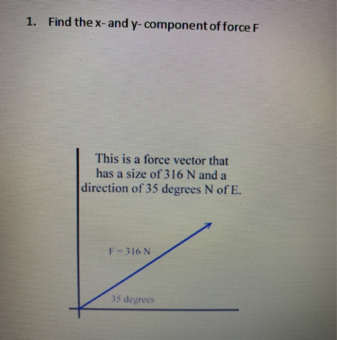 Solved 1. Find the x-and y-component of force F This is a | Chegg.com