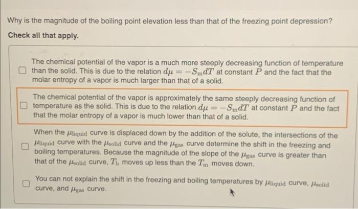 Solved Why is the magnitude of the boiling point elevation | Chegg.com