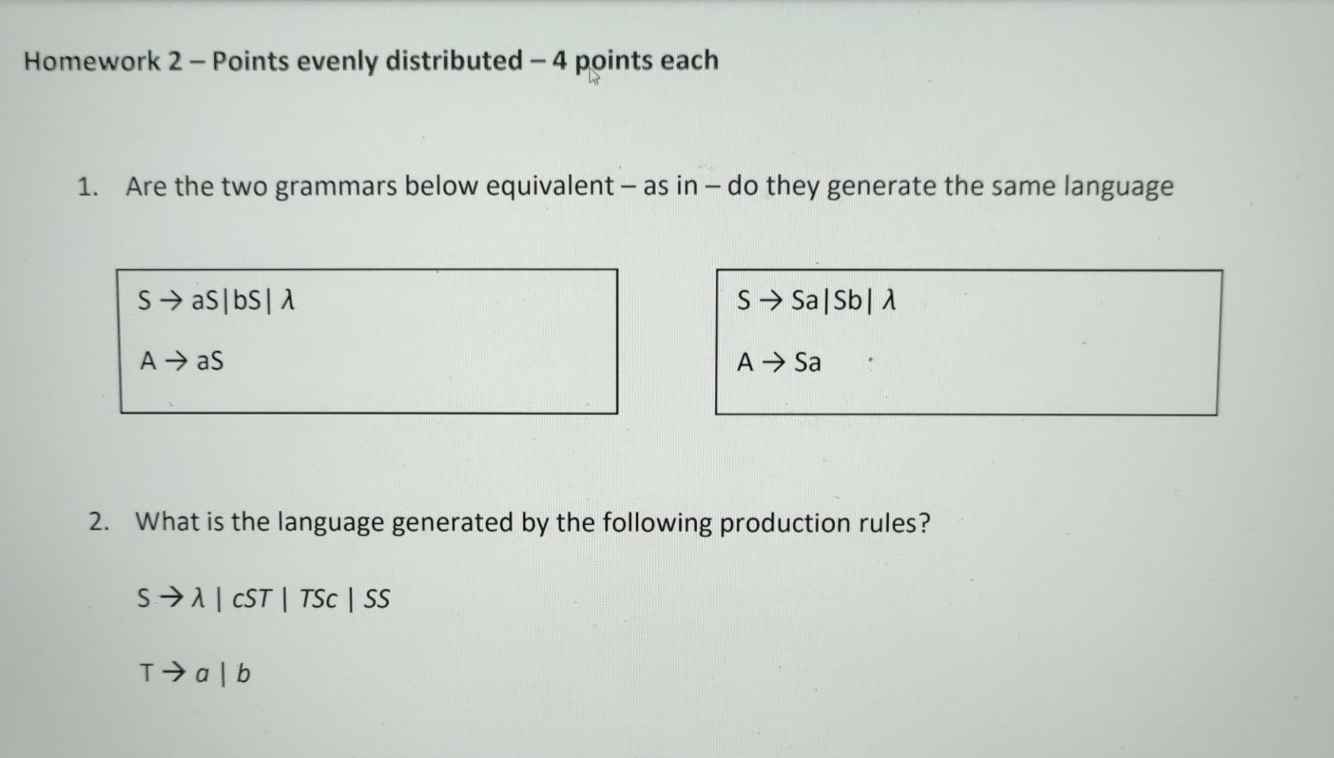 Solved Homework 2-Points evenly distributed -4 points each | Chegg.com