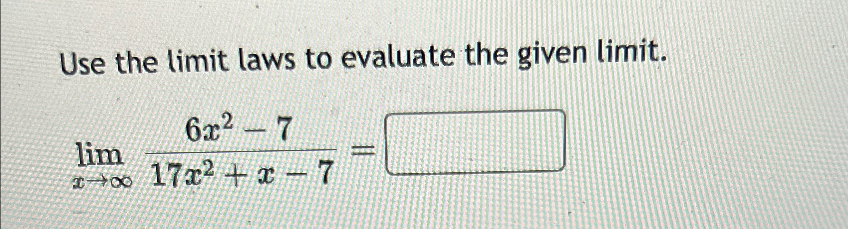 Solved Use the limit laws to evaluate the given | Chegg.com