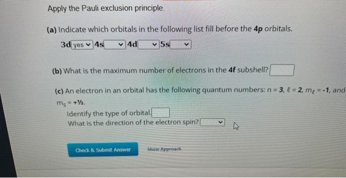 Solved Apply the Pauli exclusion principle. (a) Indicate | Chegg.com
