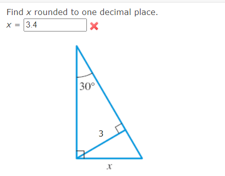 Solved Find x ﻿rounded to one decimal place.x= | Chegg.com