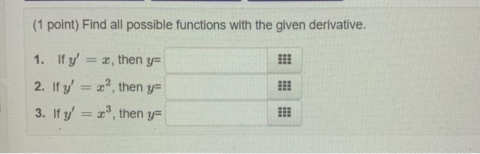 Solved (1 point) Find all possible functions with the given | Chegg.com
