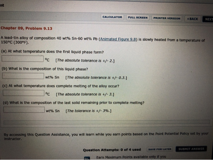 Solved CALCULATOR FULL SCREEN PRINTER VERSION BACK NEXT | Chegg.com