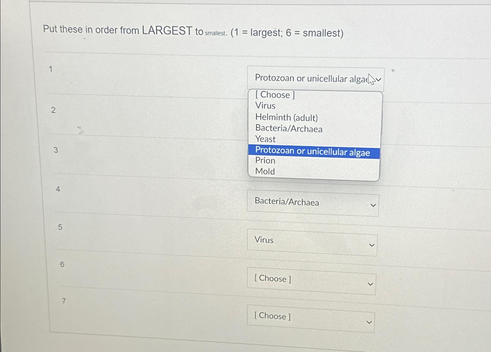 Solved Put these in order from LARGEST to smallest. ( 1 = | Chegg.com