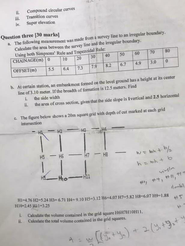 Solved Compound circular curves ii. iii. Transition curves | Chegg.com