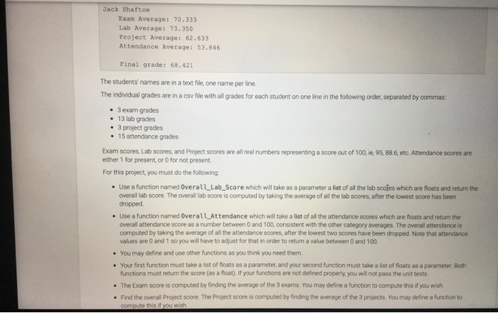 Solved Overview In this project you will create a program | Chegg.com