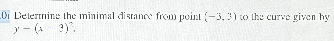Solved Determine the minimal distance from point (-3,3) ﻿to | Chegg.com