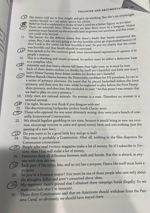 4.2a Exercise: LogiCola R Identify the fallacies in | Chegg.com