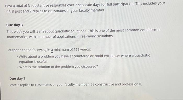 Solved Post a total of 3 substantive responses over 2 | Chegg.com